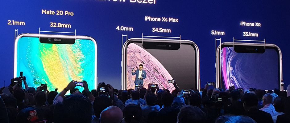Huawei chê iPhone XS và XR viền dày, Mate 20 Pro viền mỏng hơn