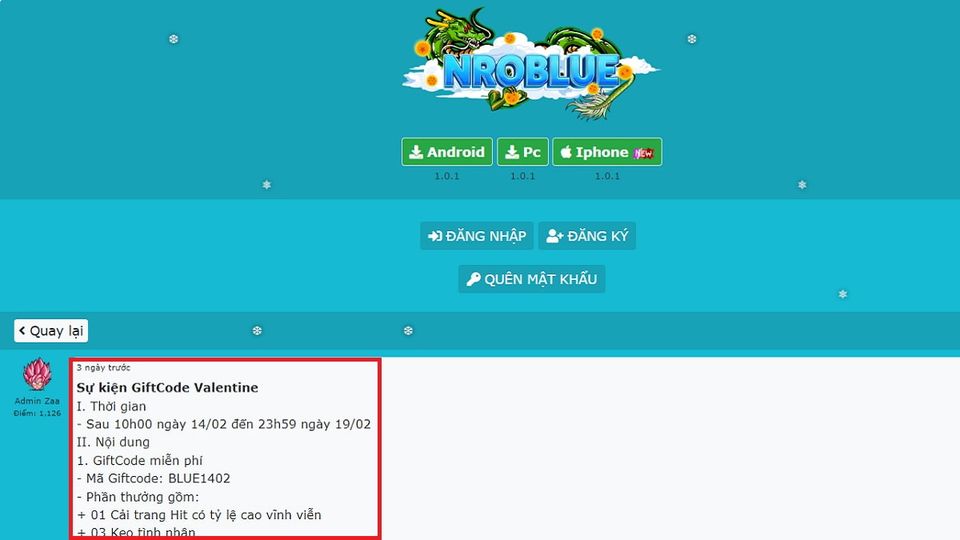 Full code Nro Blue mới nhất 2023 | Cách nhập, nhận code