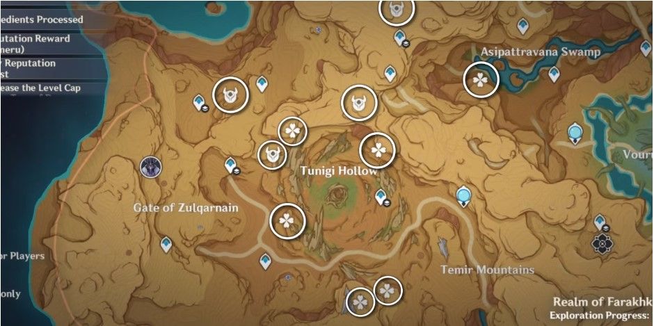 Toàn bộ vị trí của 10 cây Fravashi trong Genshin Impact