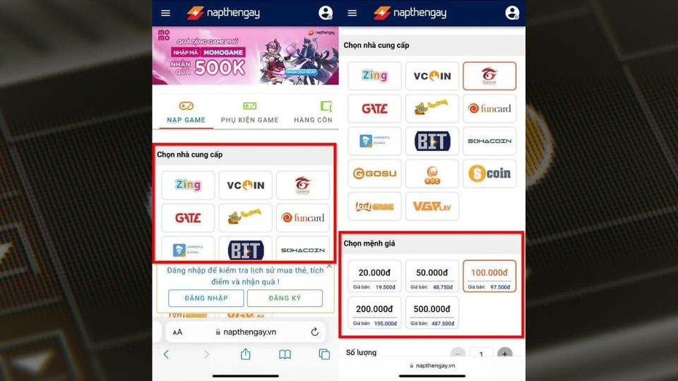 Cách mua thẻ Garena, thẻ Zing trên Momo đơn giản, tiện lợi