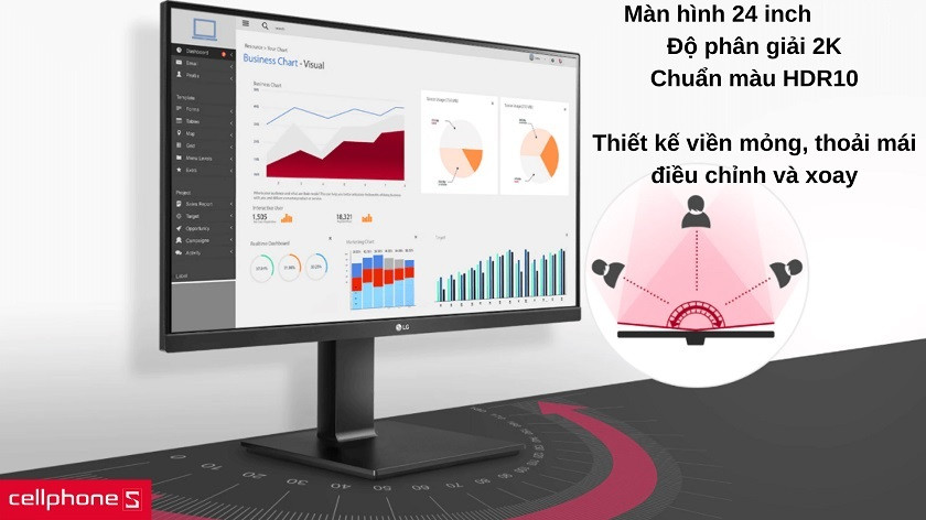 Màn hình LG 24QP550 giá rẻ | Độ phủ màu cao, bảo vệ mắt tốt
