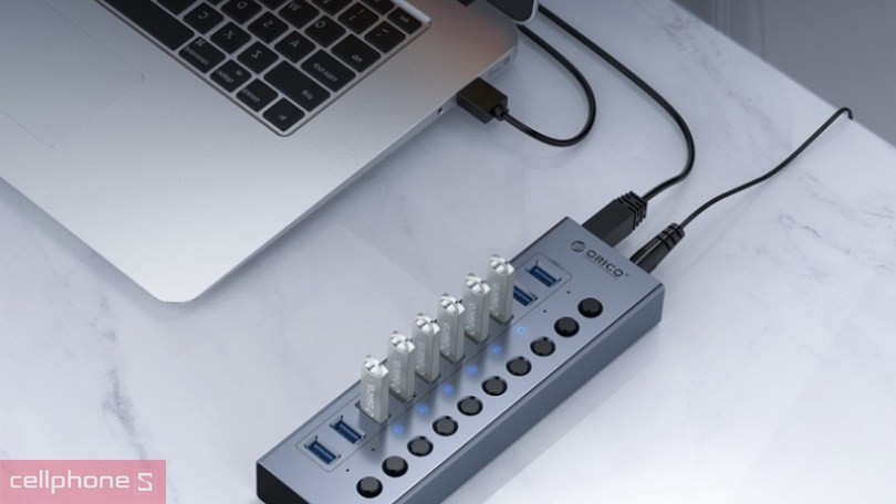 Hub USB 3.0 Orico AT2U3-7AB-GY Xám | Giá rẻ