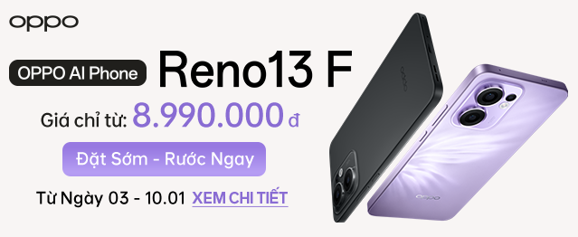 OPPO Reno13 F 5G giá rẻ, trả trước 0 đồng, có máy mới