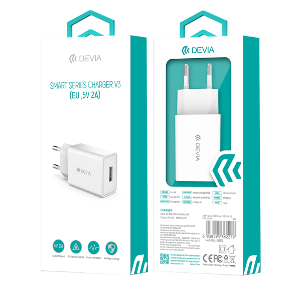 Củ Sạc Devia Smart Series USB-A 10W V3 | Giá rẻ