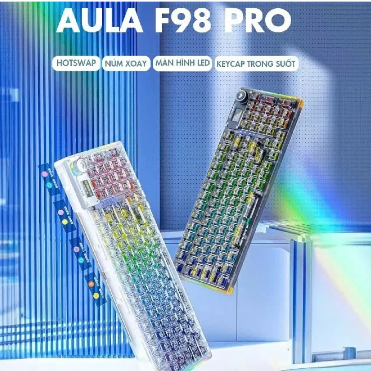 Bàn phím cơ không dây AULA F98 Pro Ice Crystal Switch | Giá rẻ