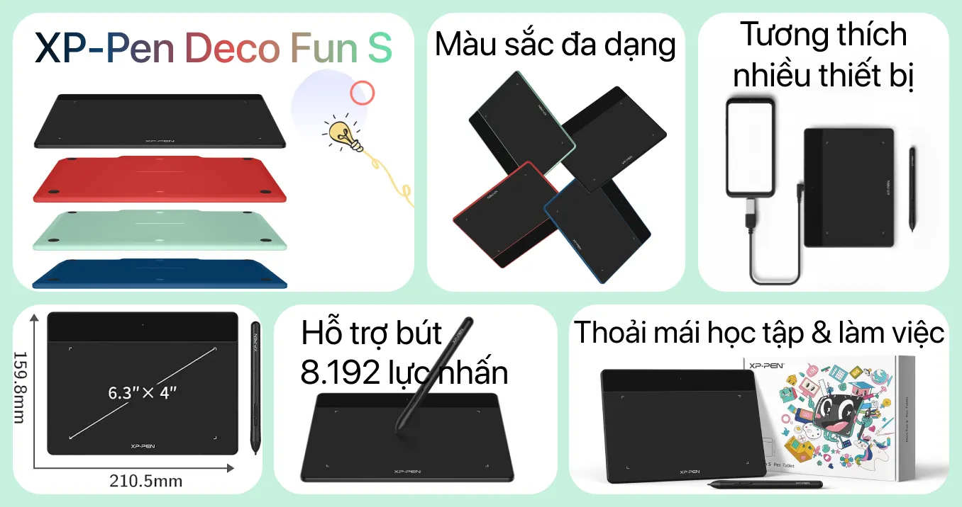 Bảng vẽ điện tử XPPen Deco Fun S 6x4 inch Android | Giá rẻ