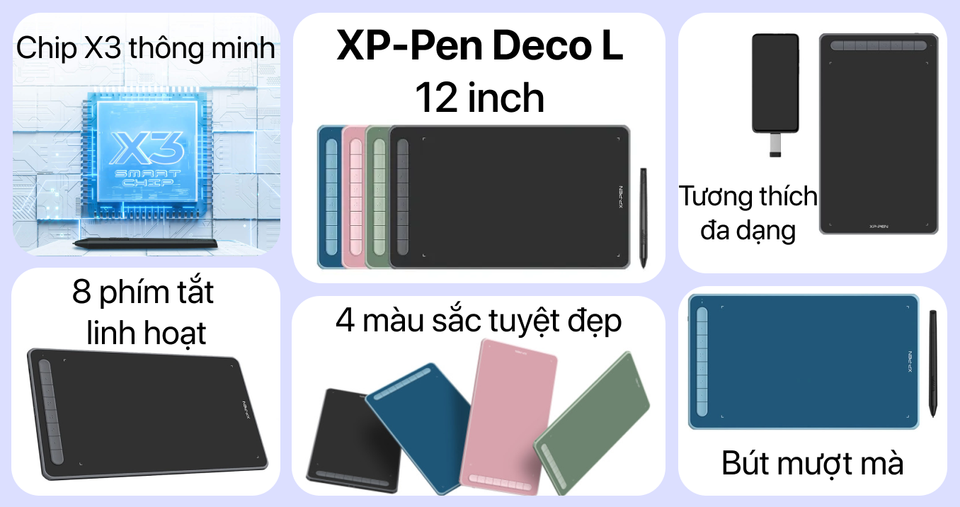 Bảng vẽ điện tử XPPen Deco L Chip X3 Android | Giá rẻ