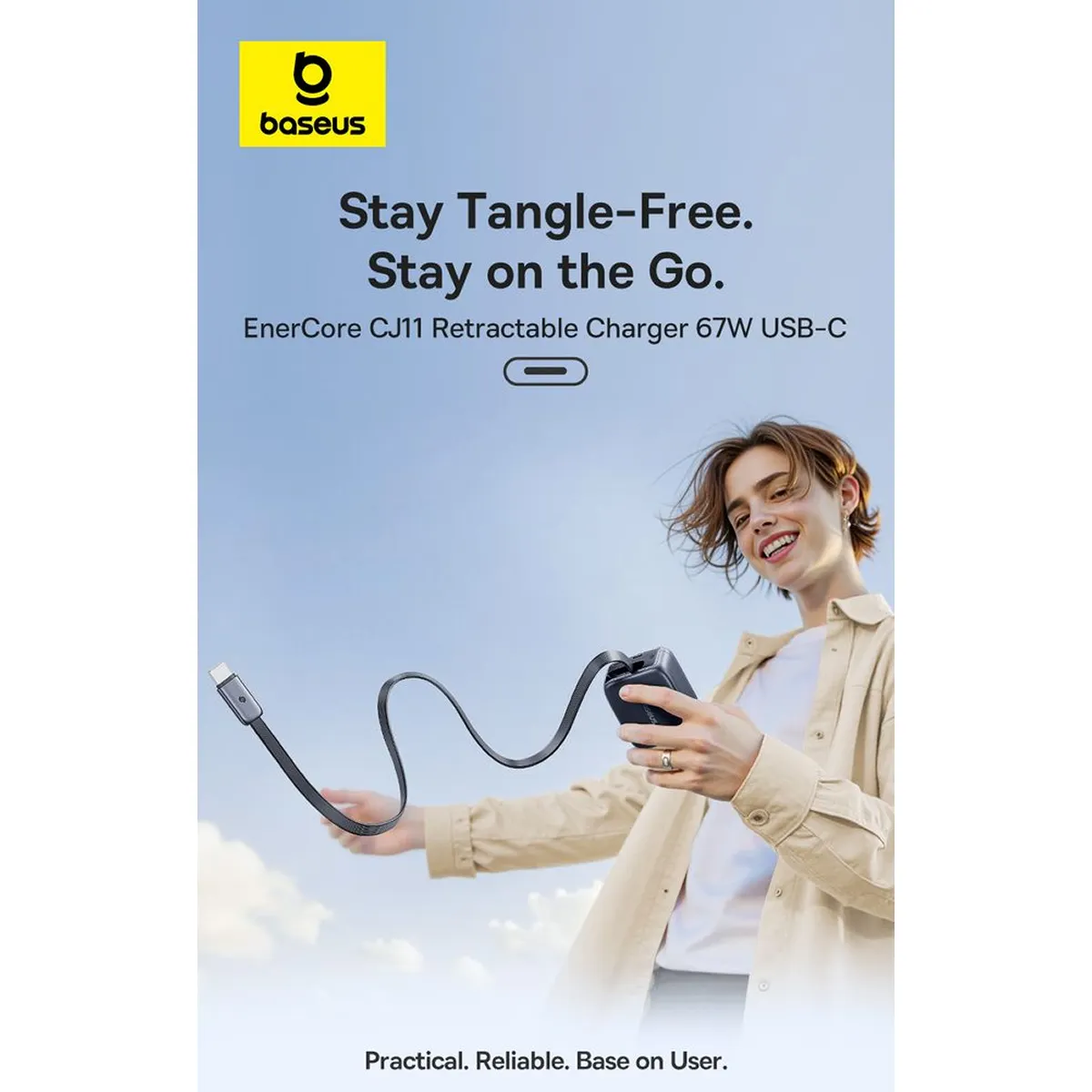 Sạc Baseus EnerCore 3C 67W (2C + cáp USB-C rút gọn) CJ11 | Giá rẻ