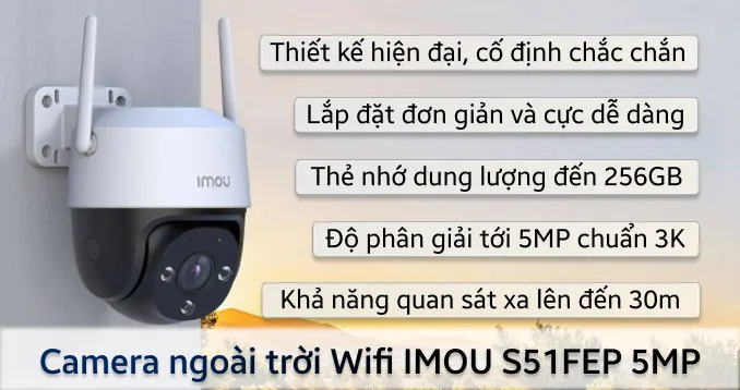 Camera IP ngoài trời 360 độ 5MP IMOU S51FEP Full Color | Giá rẻ