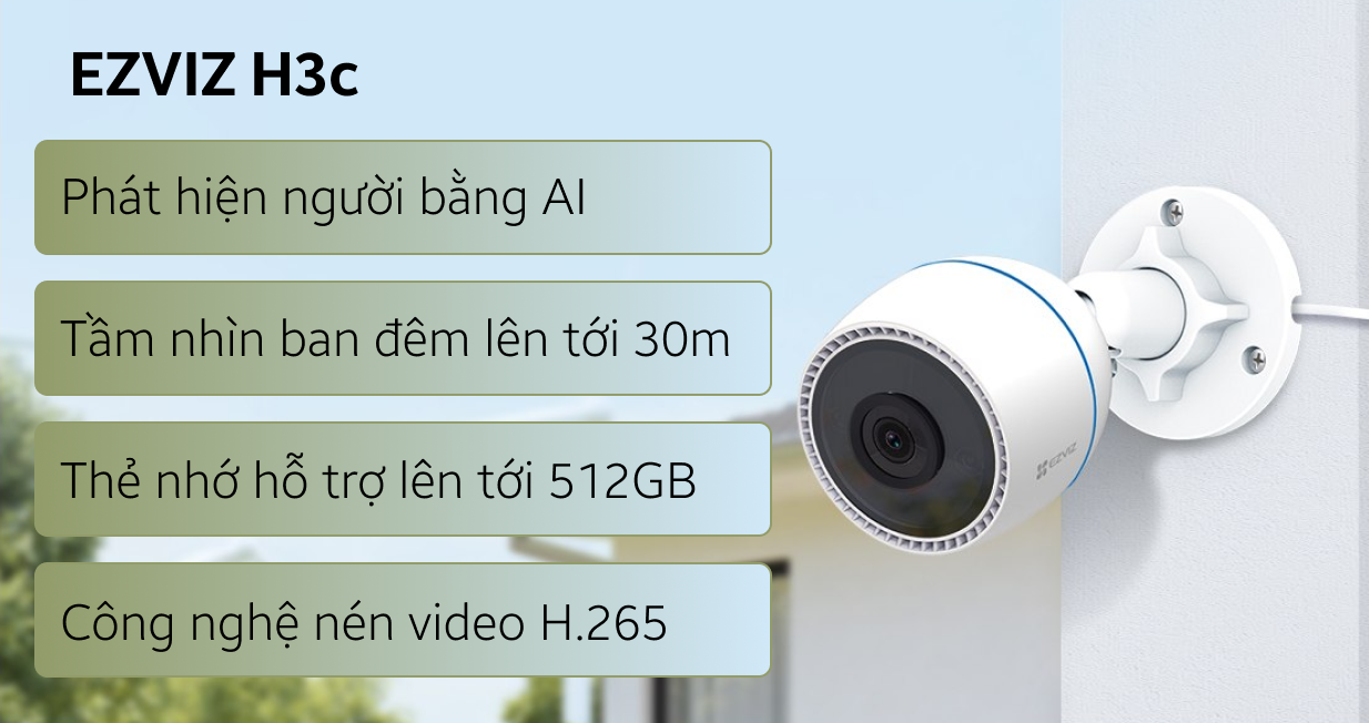EZVIZ H3c ngoài trời full color 2MP (1080p) WiFi thông minh