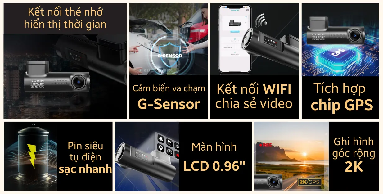 Camera hành trình Vietmap cảnh báo giao thông C9P | Giá rẻ