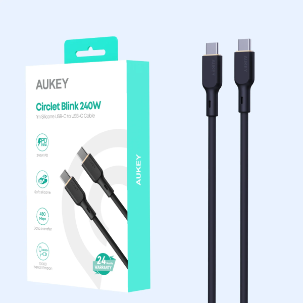 Cáp Aukey CB-SCC101 C-C silicone 100W 1m - Cũ | Giá rẻ