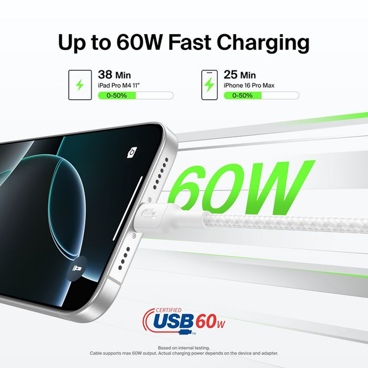 Cáp Belkin USB-C to C 60W CBL 2.0 dài 1m vỏ dù | Giá rẻ