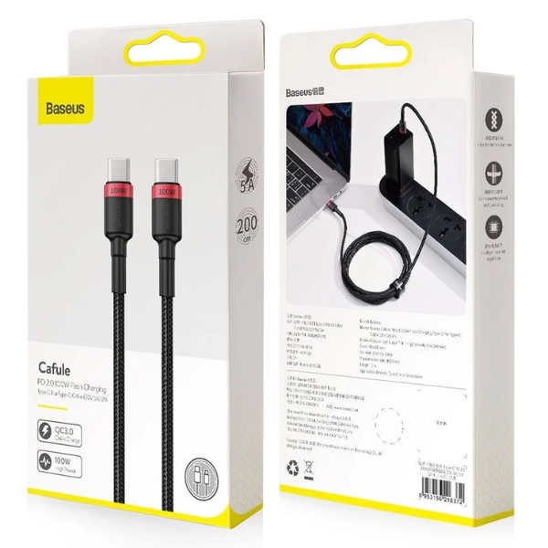 Cáp sạc nhanh Baseus Cafule PD 2.0 100W Type-C to Type-C (20V 5A) 2M ...