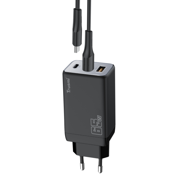 Sạc nhanh mini Trusmi PD 65W GAN 1A+2C kèm cáp type-C to type-C 60W (EU) CH05 | Giá rẻ