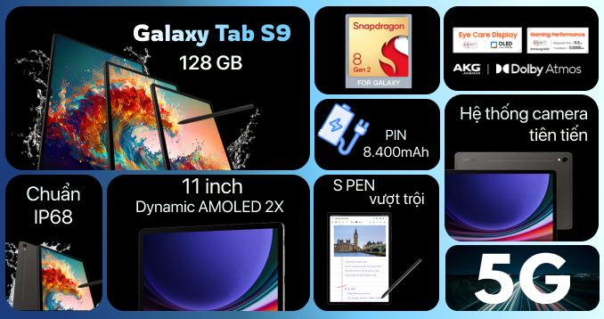 Máy tính bảng Samsung Galaxy Tab S9 | Giá rẻ, trả góp 0%