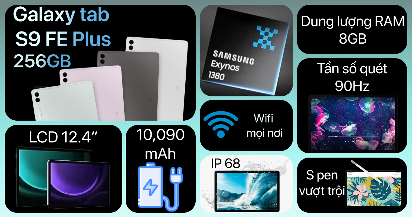 Samsung Galaxy Tab S9 FE Plus Wifi (12/256GB) chính hãng