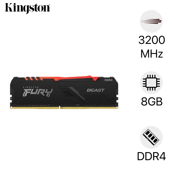 Ram PC Kingston Fury Beast RGB 8GB 3200MHz DDR4 KF432C16BBA/8 | Giá rẻ