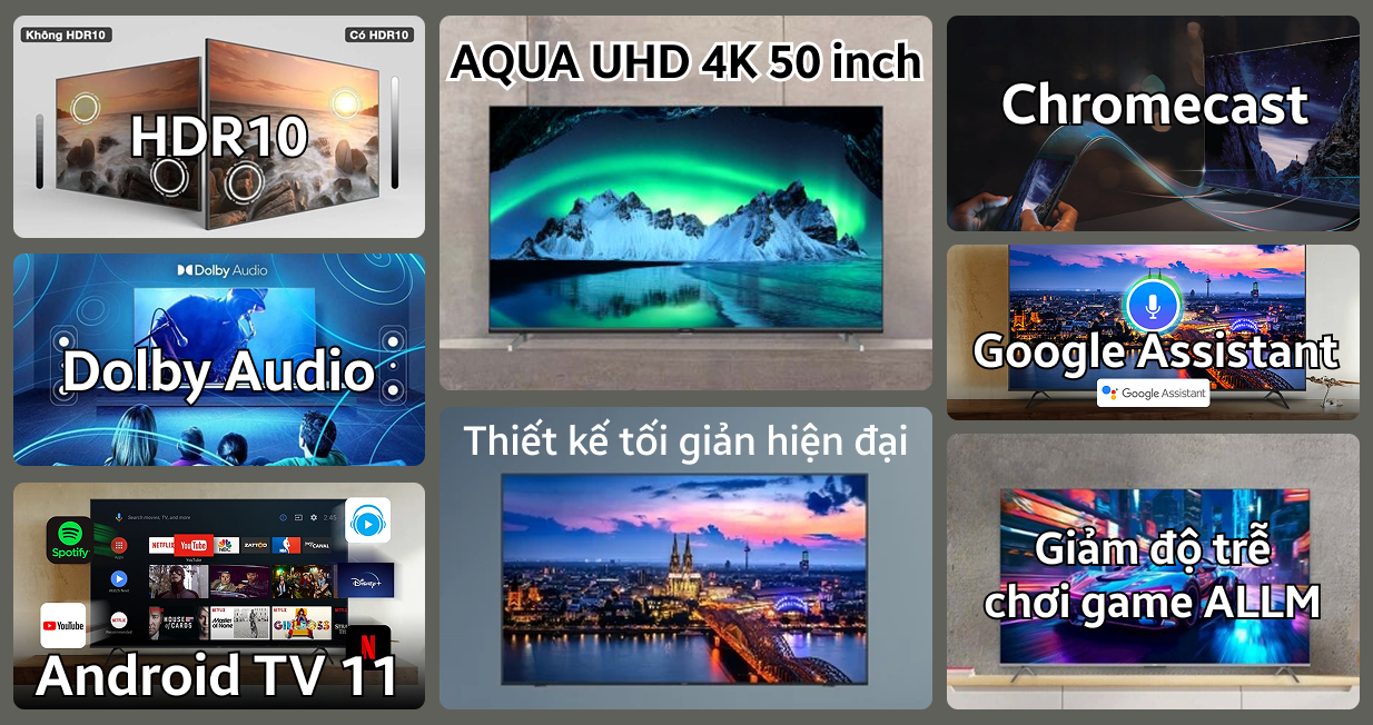 Google Tivi AQUA UHD 4K 50 inch 2024 (AQT50K800UG) | Giá tốt, Góp 0%