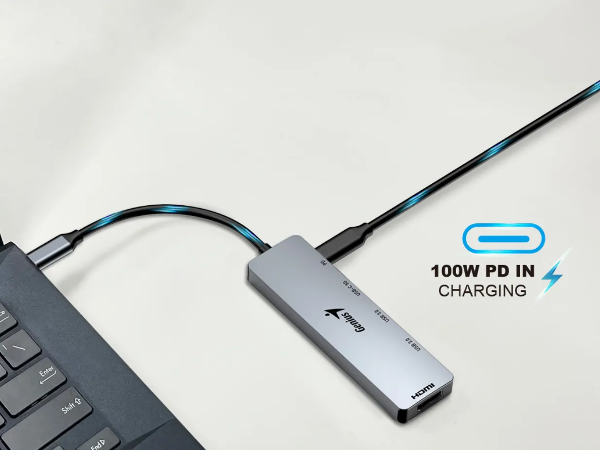 Hub chuyển đổi Genius UH-500 type-C 5 in 1 (HDMI 4K60Hz) | Giá rẻ