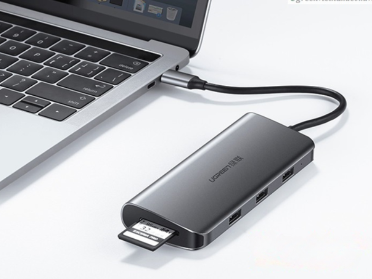 HUB chuyển đổi Ugreen Type-C sang 3 USB 3.0 + HDMI + VGA + LAN + SD/TF ...