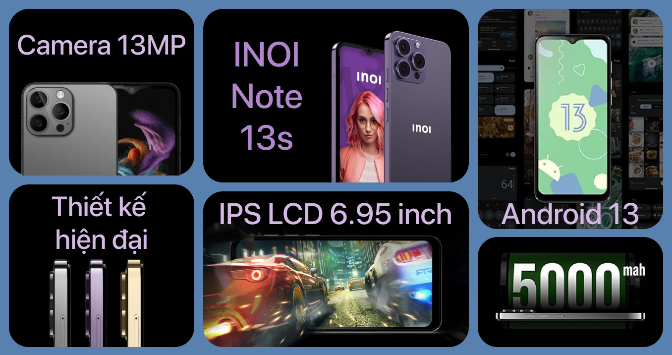 Điện thoại INOI Note 13s sang trọng, giá rẻ, góp 0%