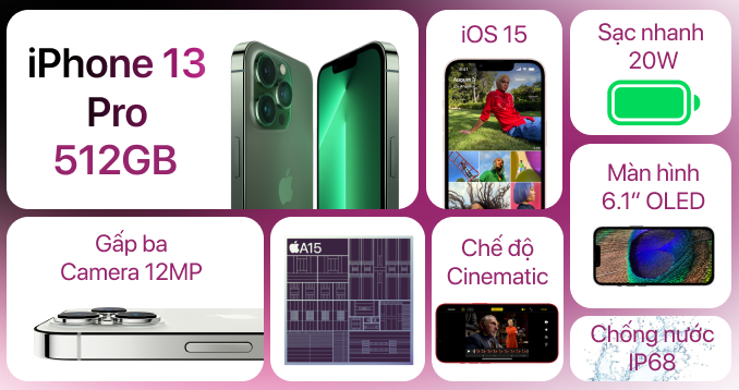 Điện thoại iPhone 13 Pro (512GB) | Chính hãng VN/A - Giá rẻ