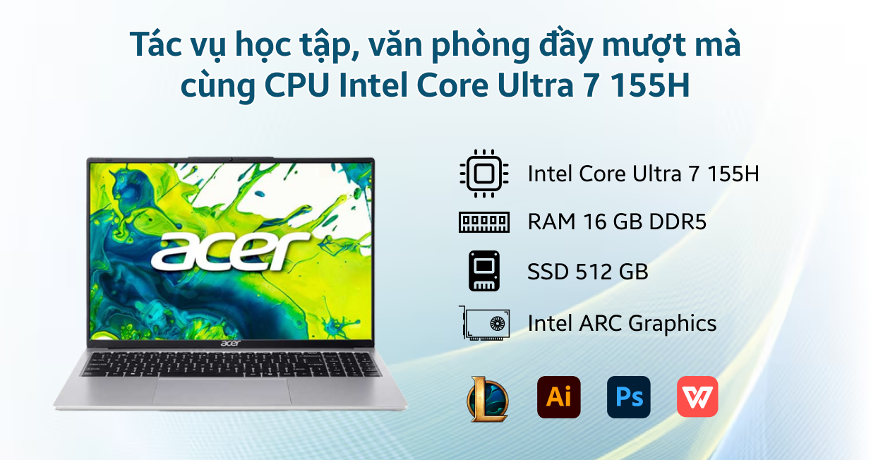 Laptop Acer Aspire Lite 16 AI AL16-71P-71WU | Giá rẻ, trả góp 0%