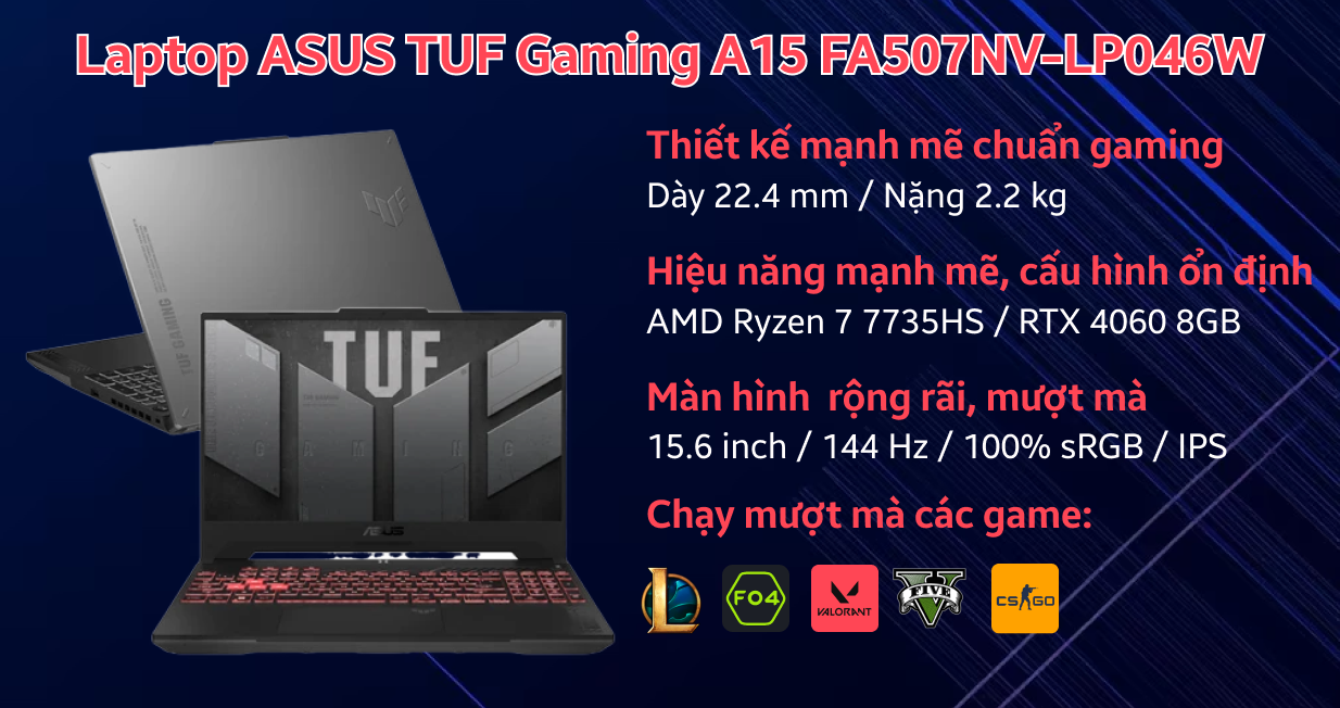 Laptop ASUS TUF Gaming A15 FA507NV-LP046W | Giá rẻ, trả góp 0%