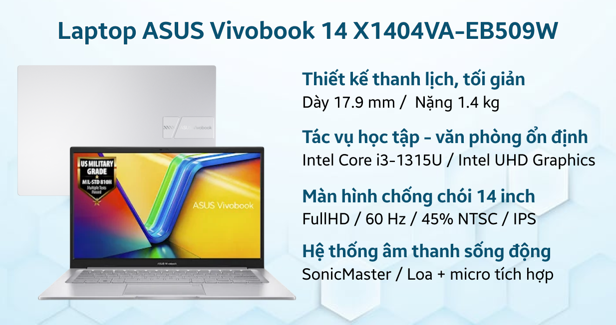 Laptop ASUS Vivobook 14 X1404VA-EB509W | Giá rẻ, trả góp 0%