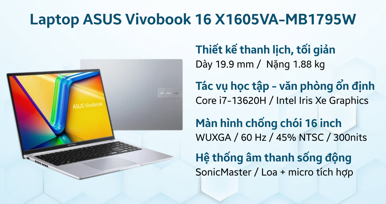 Laptop ASUS Vivobook 16 X1605VA-MB1795W - Đã Kích Hoạt | Giá rẻ