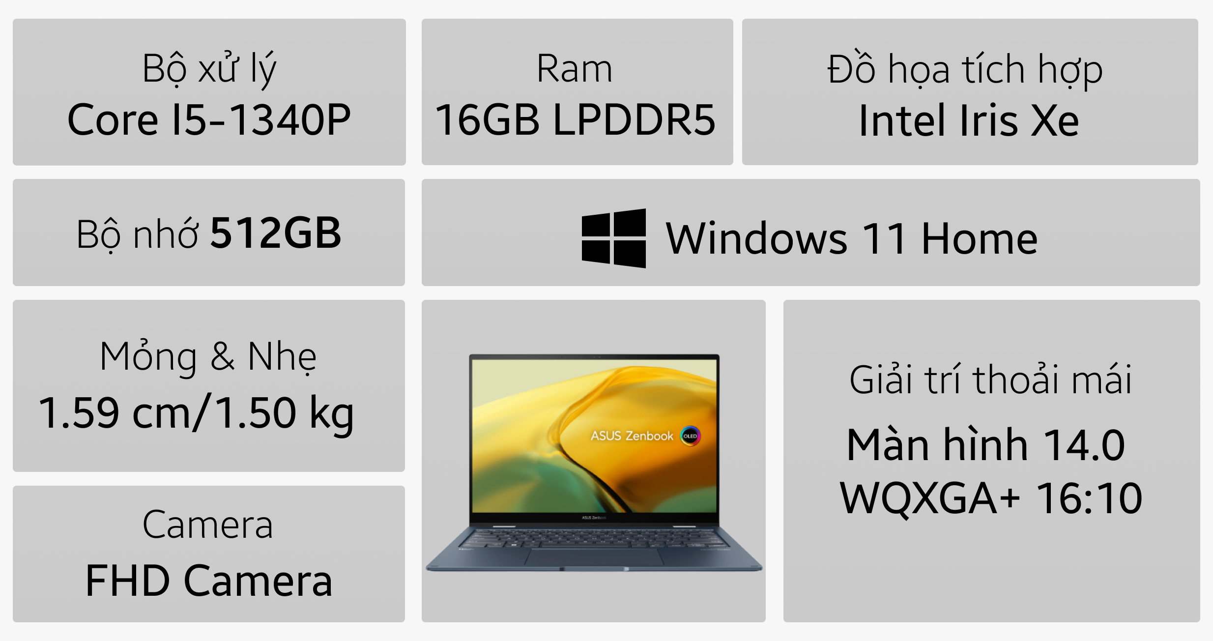 Laptop ASUS Zenbook 14 Flip OLED UP3404VA-KN038W | Giá rẻ, trả góp 0%