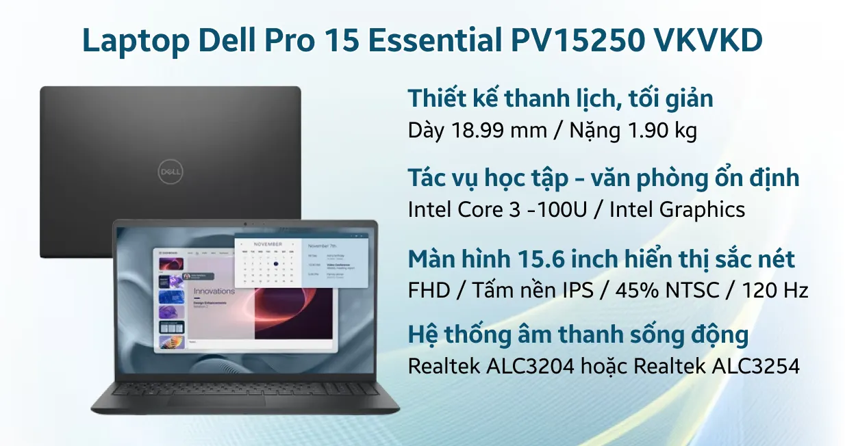 Laptop Dell Pro 15 Essential PV15250 VKVKD - Cũ Đẹp | Giá rẻ