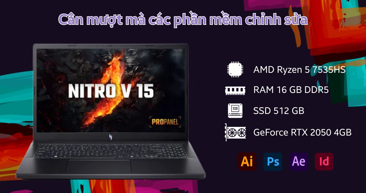 Laptop gaming Acer Nitro V Propanel ANV15-41-R7AP | Giá rẻ