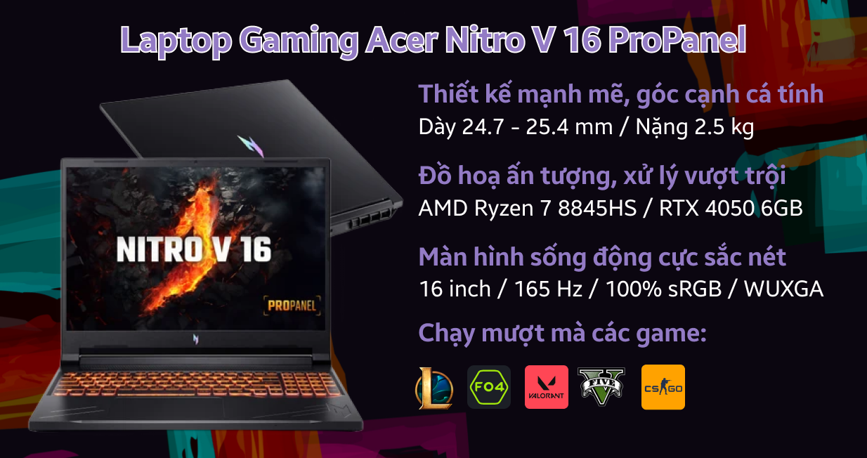 Laptop Gaming Acer Nitro V ANV16-41-R36Y | Giá rẻ, trả góp 0%