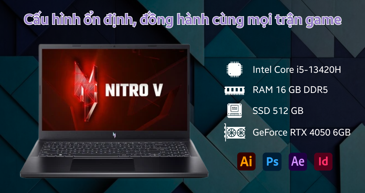 Laptop Gaming Acer Nitro V ANV15-51-57B2 NH.QN8SV.001 V2 - Cũ Trầy Xước ...