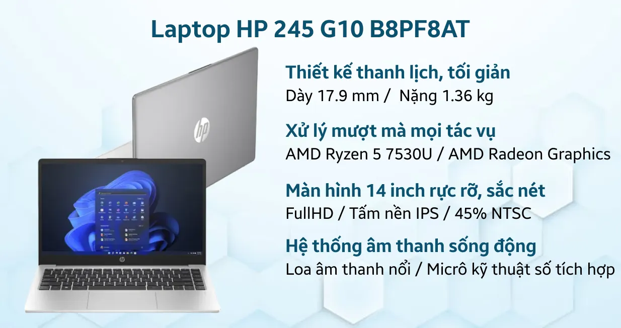 Laptop HP 245 G10 B8PF8AT | Giá rẻ, trả góp 0%
