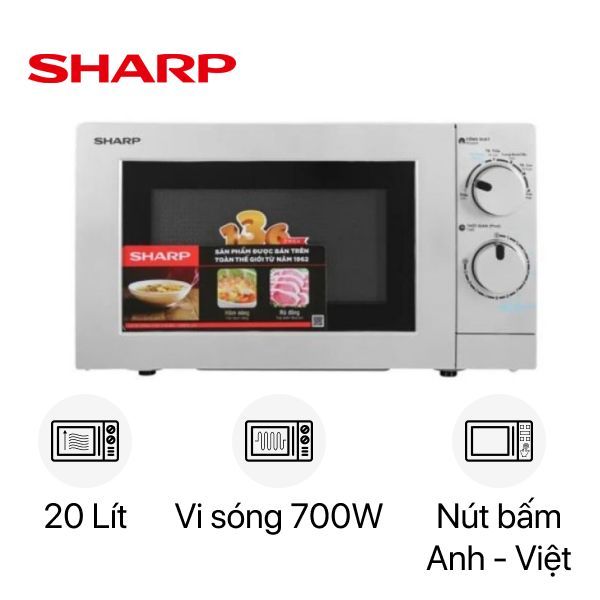Lò vi sóng cơ không nướng Sharp R-207VN-SL 20L | Giá rẻ