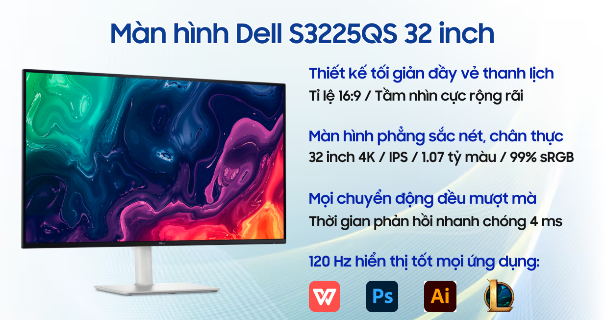 Màn hình Dell S3225QS 32 inch | Giá rẻ, trả góp 0%