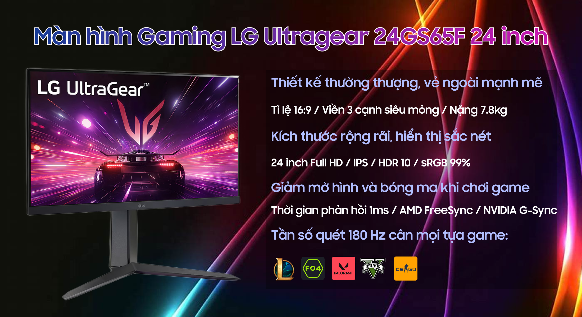 Màn hình Gaming LG Ultragear 24GS65F 24 inch - Đã Kích Hoạt | Giá rẻ