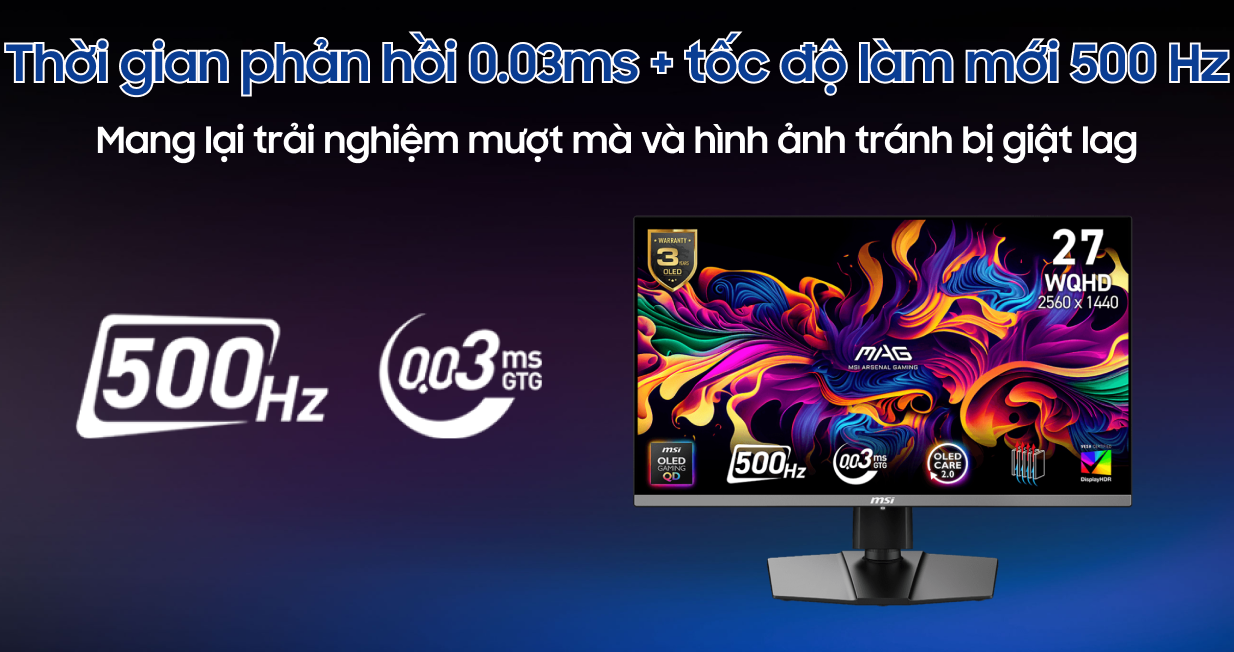 Màn hình Gaming MSI MAG 272QP QD-OLED X50 27 inch | Giá rẻ, trả góp 0%