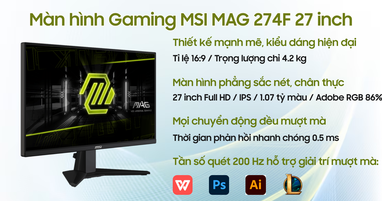 Màn hình Gaming MSI MAG 274F 27 inch | Giá rẻ, trả góp 0%