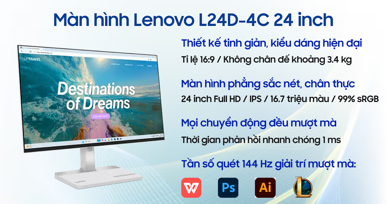 Màn hình Lenovo L24D-4C 24 inch | Giá rẻ, trả góp 0%