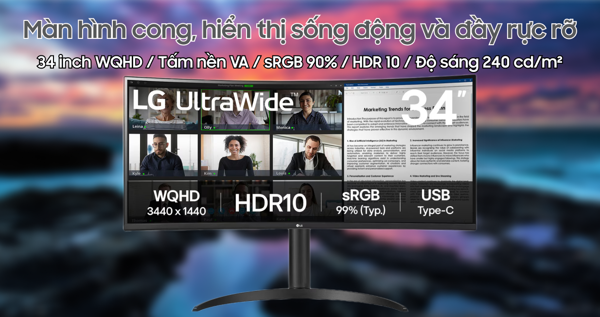 Màn hình LG UltraWide 34WR55QK-B 34 inch | Giá rẻ, trả góp 0%