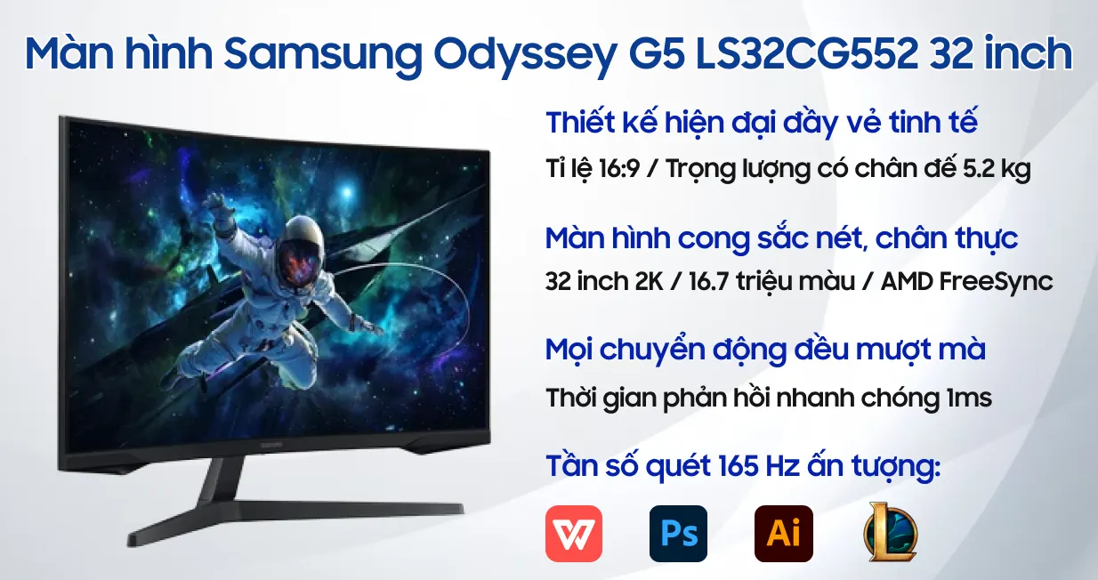 Màn hình Samsung Odyssey G5 LS32CG552 32 inch | Giá rẻ, trả góp 0%