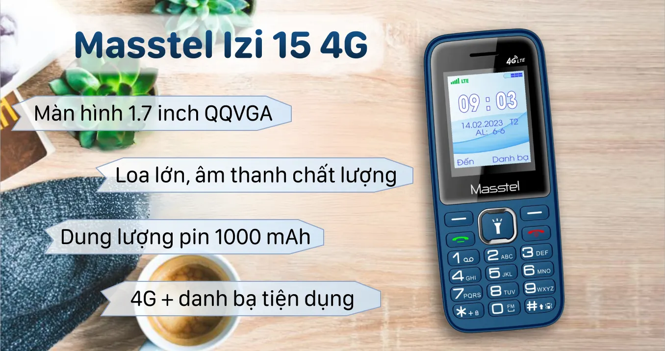 Masstel IZI 15 4G | Điện thoại phổ thông giá rẻ, pin trâu