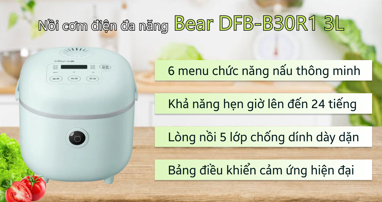 Nồi cơm điện đa năng Bear DFB-B30R1 3L | Chính hãng, giá tốt, bền đẹp