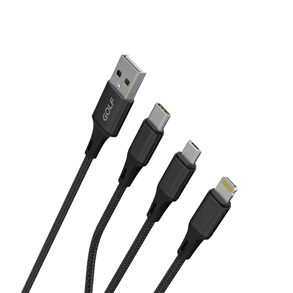 Cáp Golf 3 in 1 sạc nhanh 3A GC-86 dây dù 1.2 mét | Giá rẻ