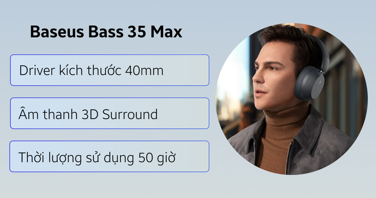Tai nghe Bluetooth chụp tai Baseus Bass 35 Max - Cũ | Giá rẻ