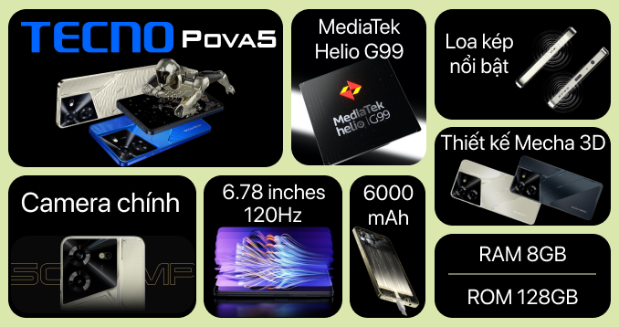 Tecno POVA 5 giá rẻ trả góp 0 lãi suất KHÔNG thu phí